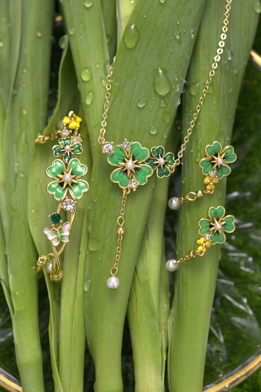 Four Leaf Clover Jewelry | Lucky Clover Jewelry | Clover Jewelry Set ...