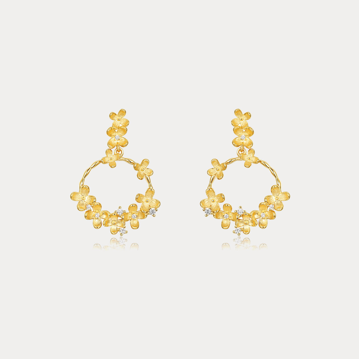 Selenichast Gold Osmanthus Flower Dangle Earrings Jewelry Gift for Women