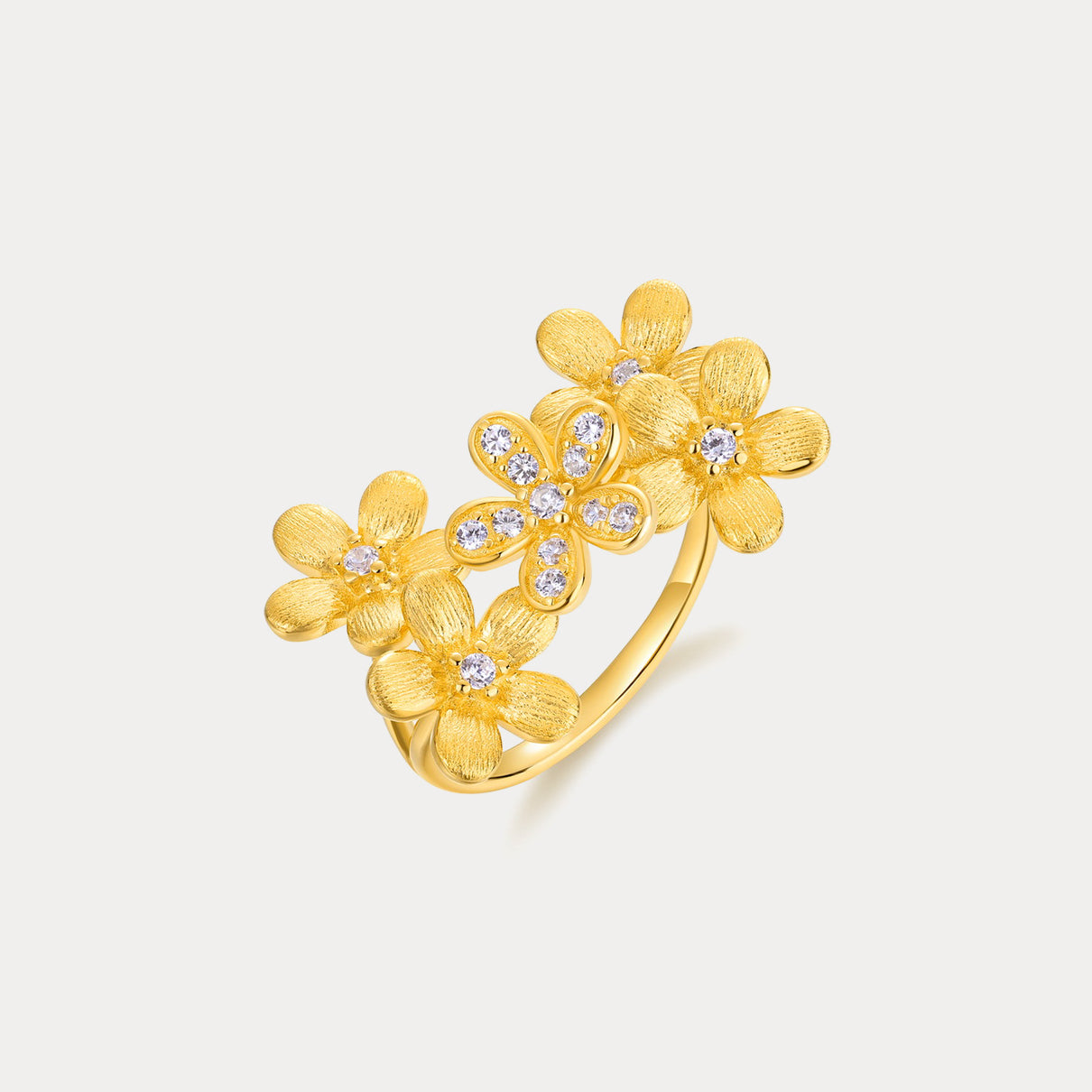 Selenichast 10K Gold Osmanthus Flower Ring Jewelry Gift for Women