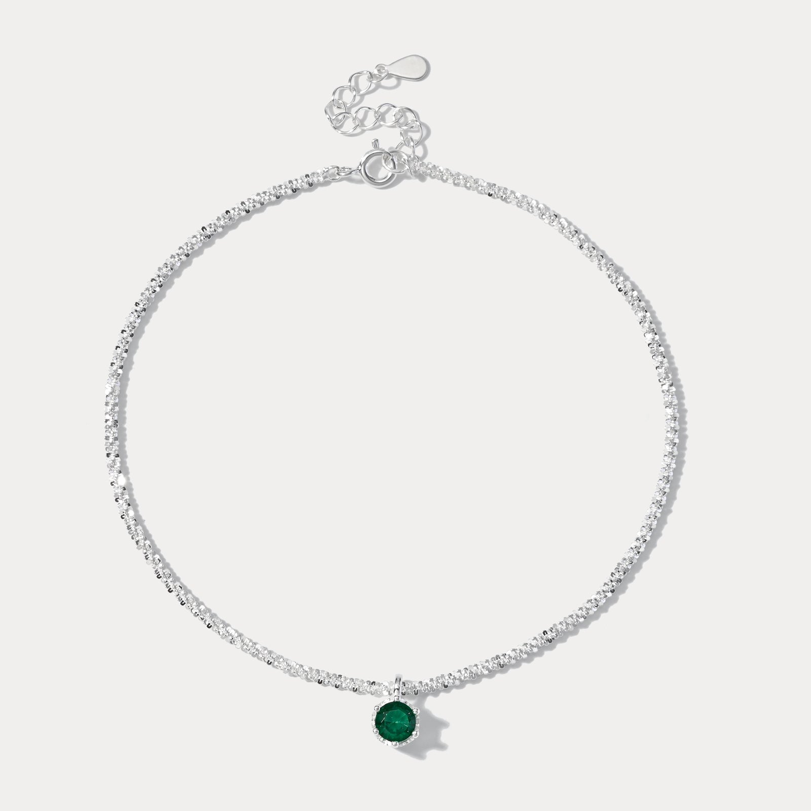 Dainty 925 Sterling Silver Emerald Anklet | Cubic Zirconia Anklet ...