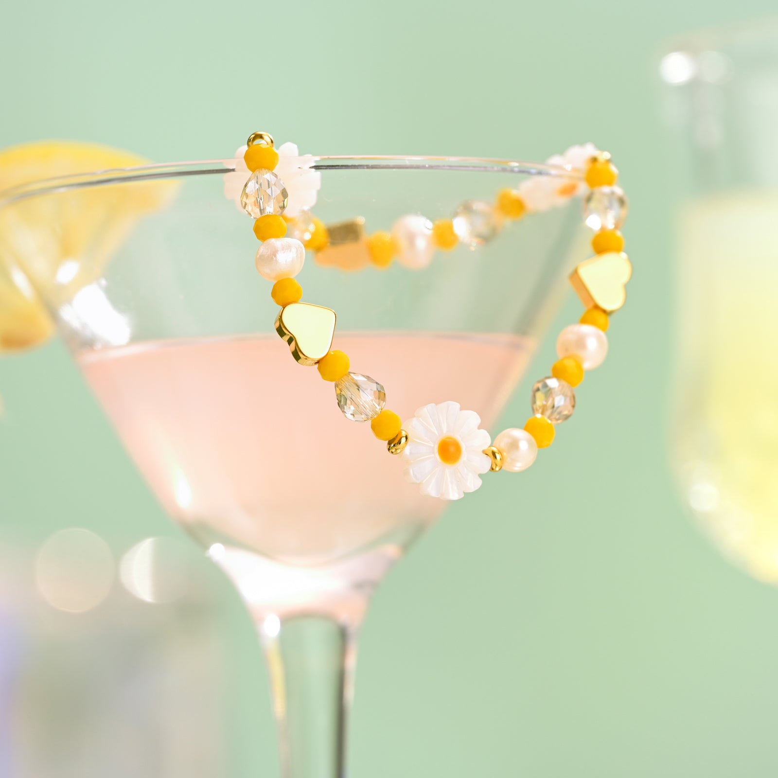 Gold Heart Boho Daisy Beaded Bracelet | Beaded Jewelry | Daisy Bracelets | Stone Bracelet ...