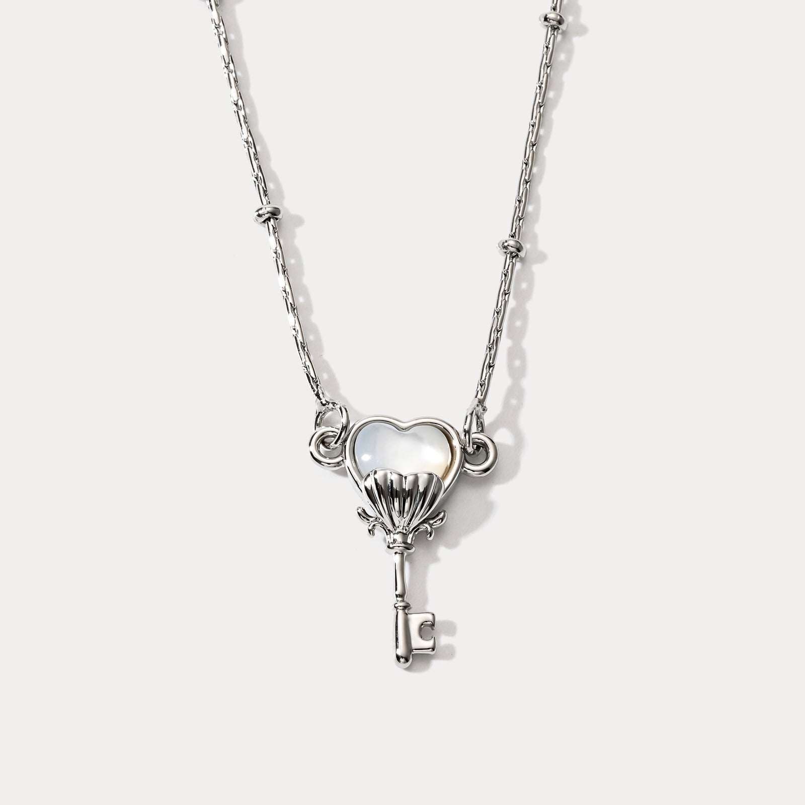 Key of the Heart Silver Necklace | Silver Heart Key Necklace | Sterling ...
