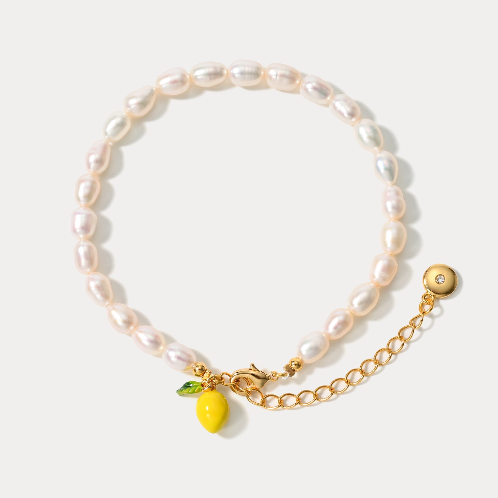 Selenichast Enamel Flower Lemon Charm Bracelet Jewelry Gift for Women