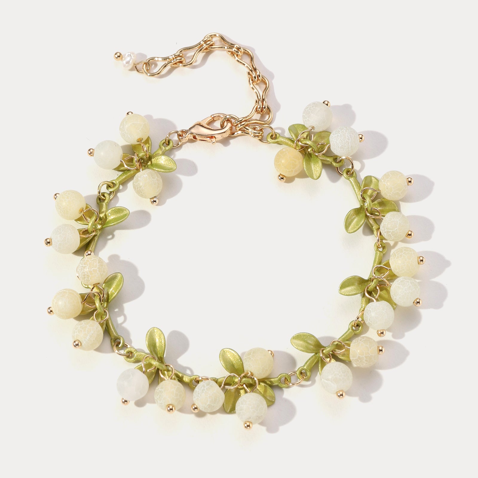 Selenichast Natural Stone Gooseberry Charms Bracelet Jewelry Gift for Women