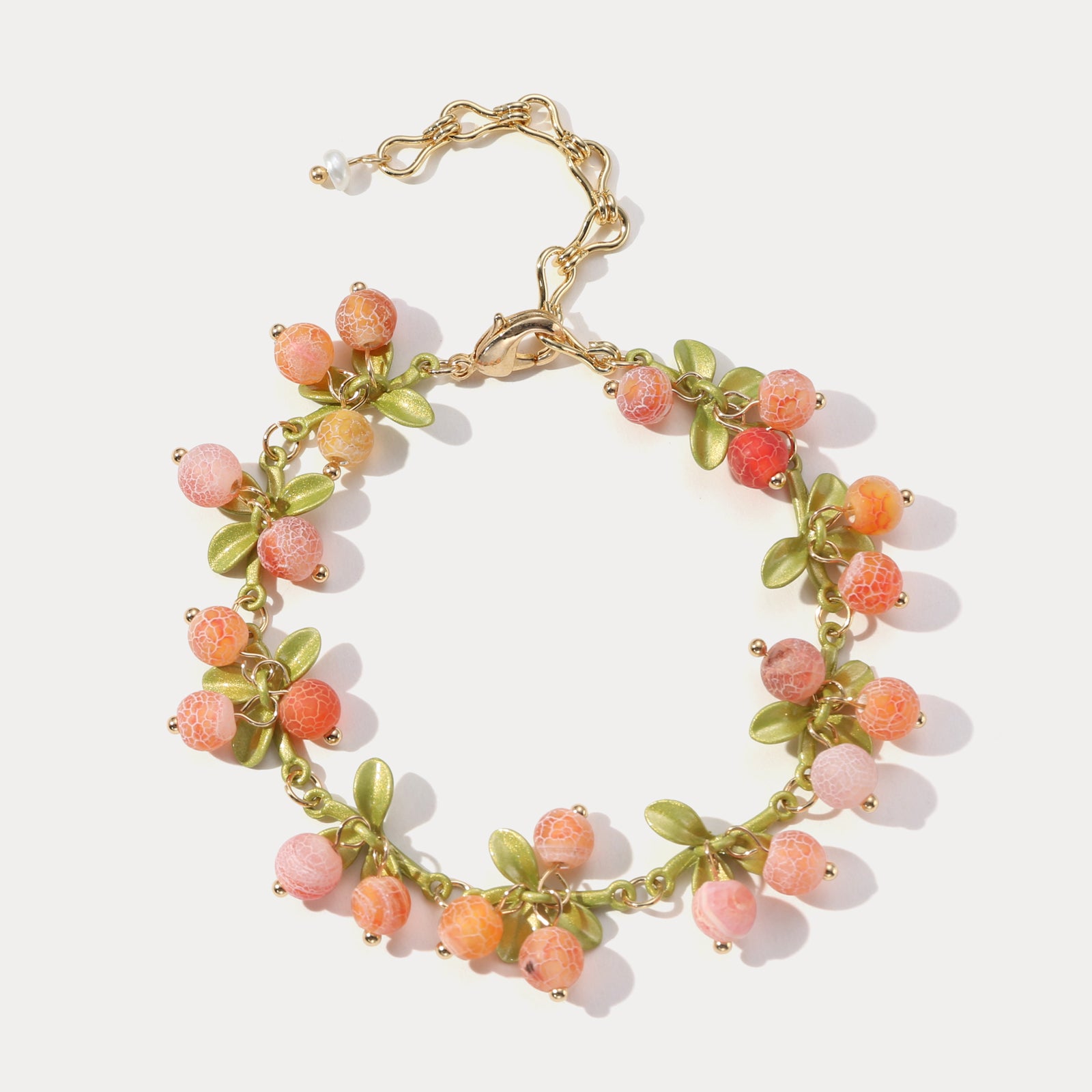 Selenichast Natural Stone Berry Charms Bracelet Jewelry Gift for Women