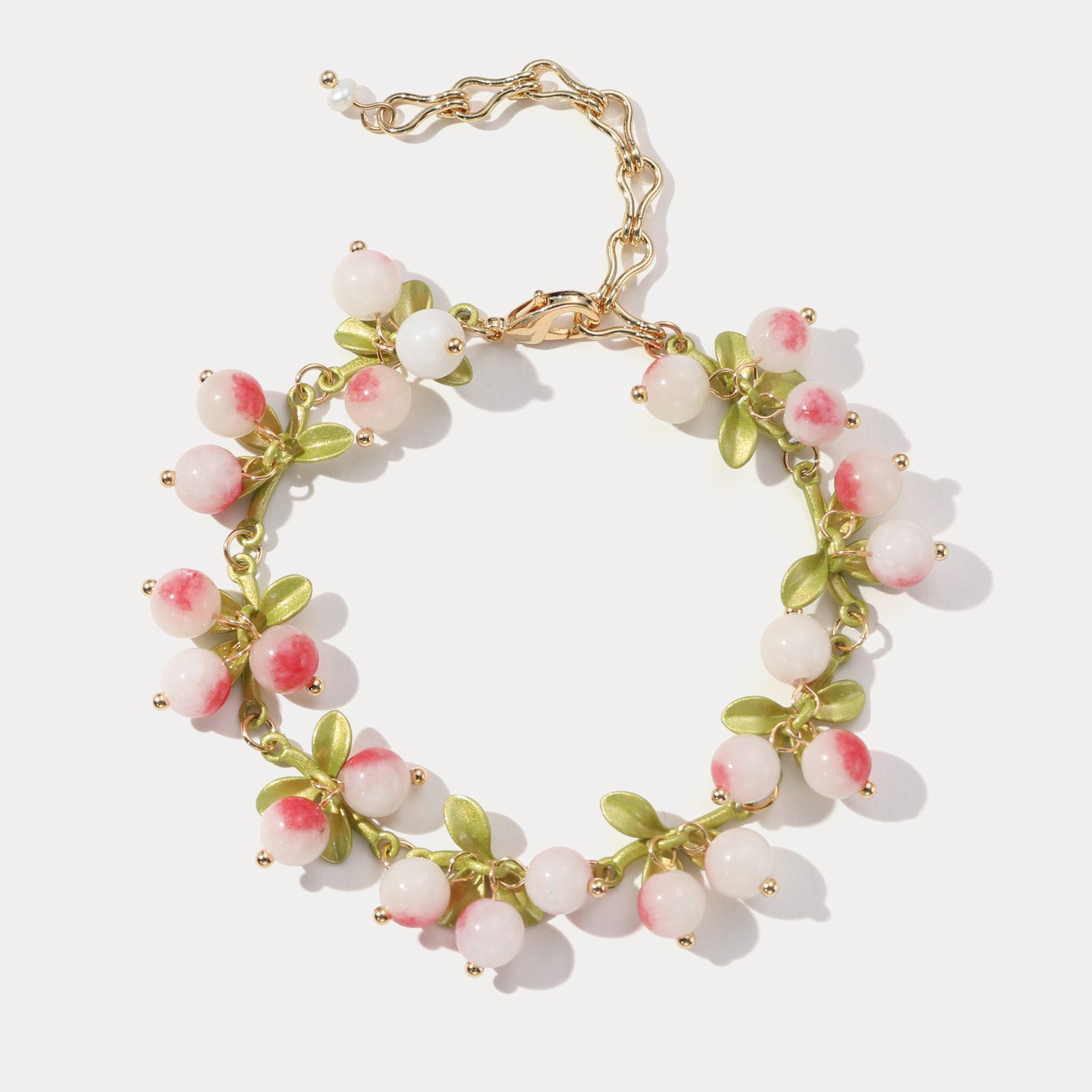 Selenichast Natural Stone Berry Charms Bracelet Jewelry Gift for Women