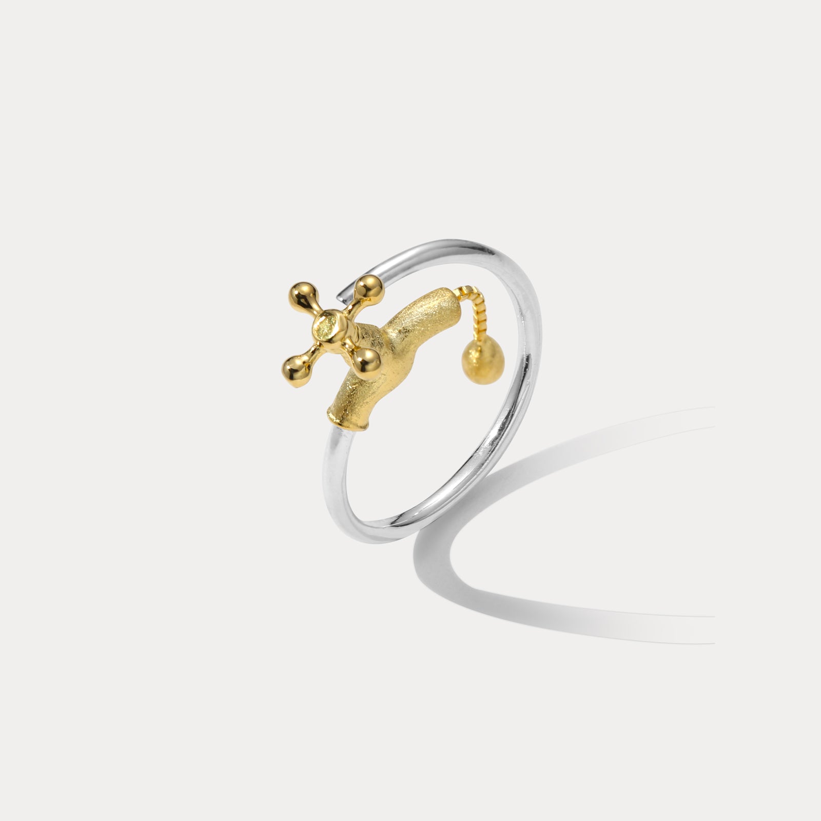 Selenichast Silver Faucet Ring Statement Jewelry for Women