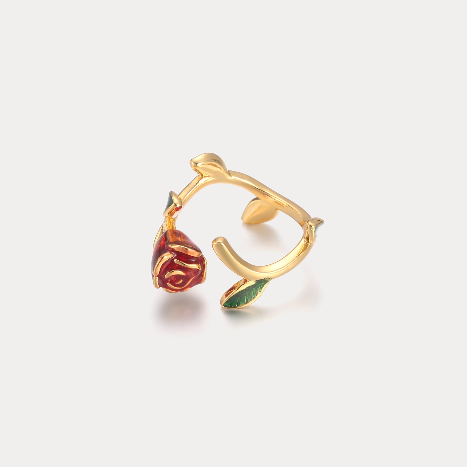 Rose Enamel Ring | Enamel Rose Adjustable Ring | Red Rose Ring | Rose ...