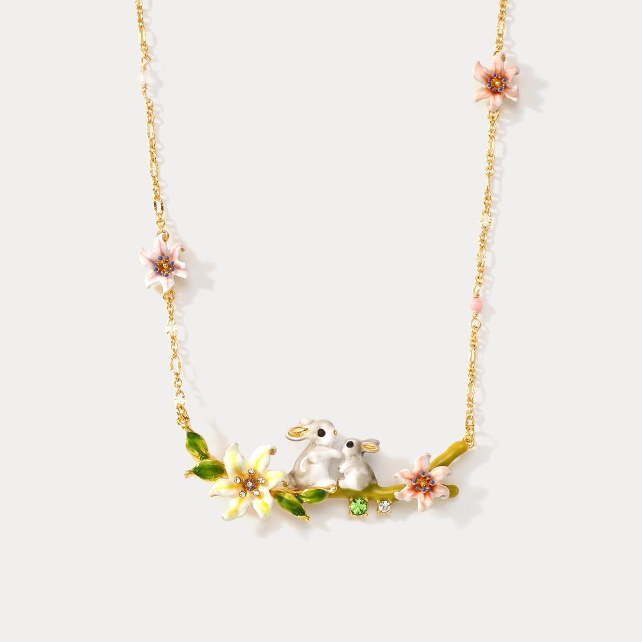 Selenichast Enamel Fluffy Bunny Necklace in 18K Gold Plated, Rabbit ...