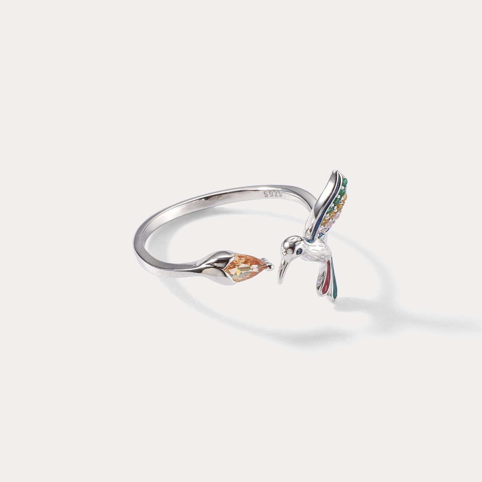 Selenichast 925 Sterling Silver Hummingbird Open Ring, Bird Ring ...