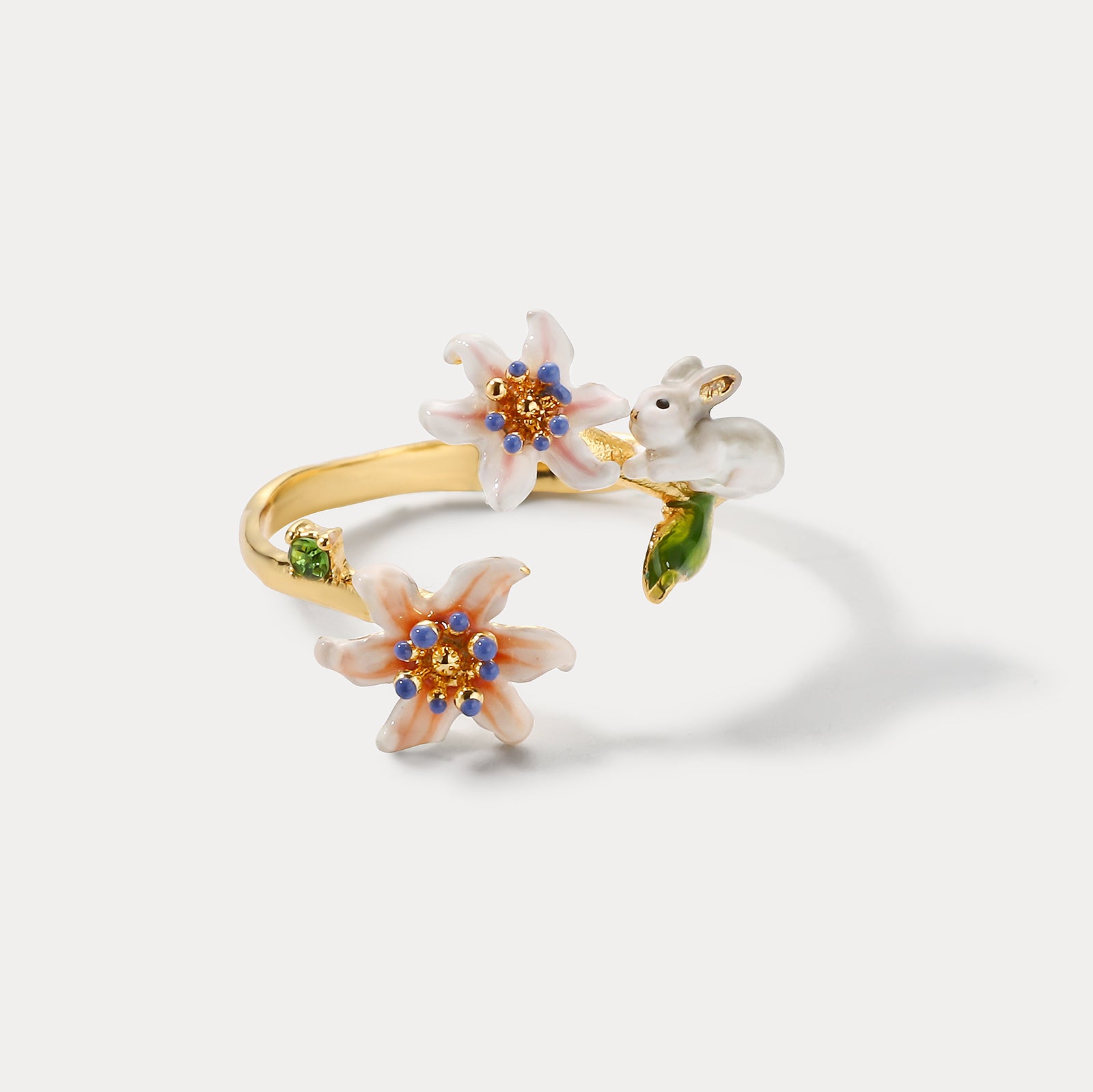 Selenichast Fluffy Bunny Adjustable Ring For Girls, Enamel Rabbit And ...