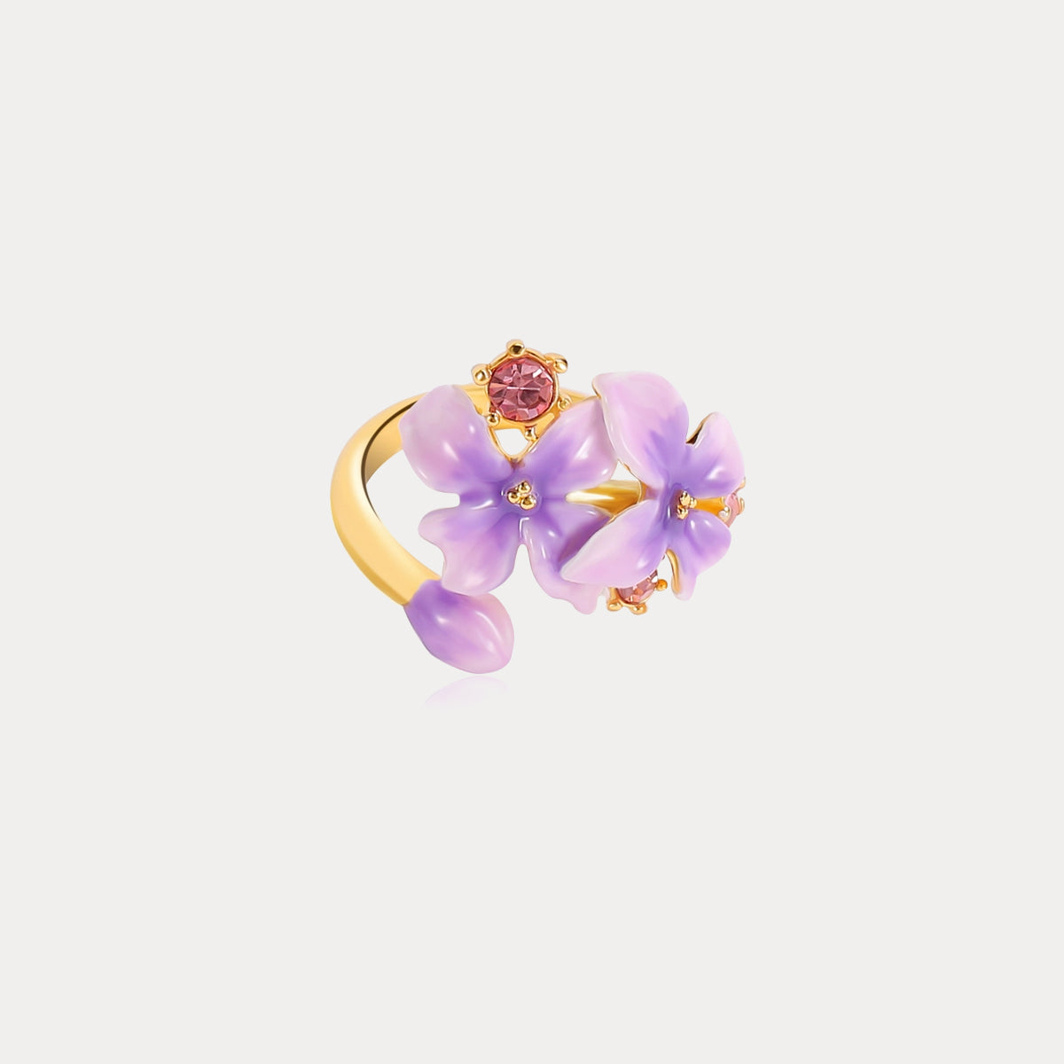Selenichast Enamel Early Lilac Ring Flower Jewelry Gift for Women
